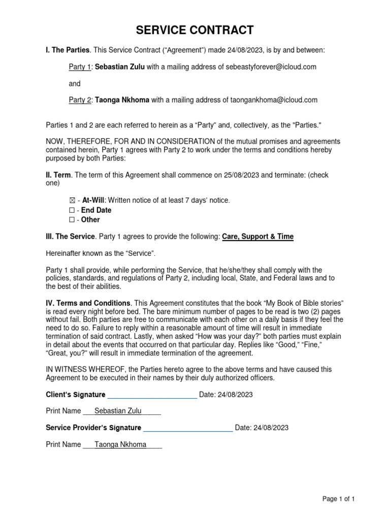 Service Contract | PDF