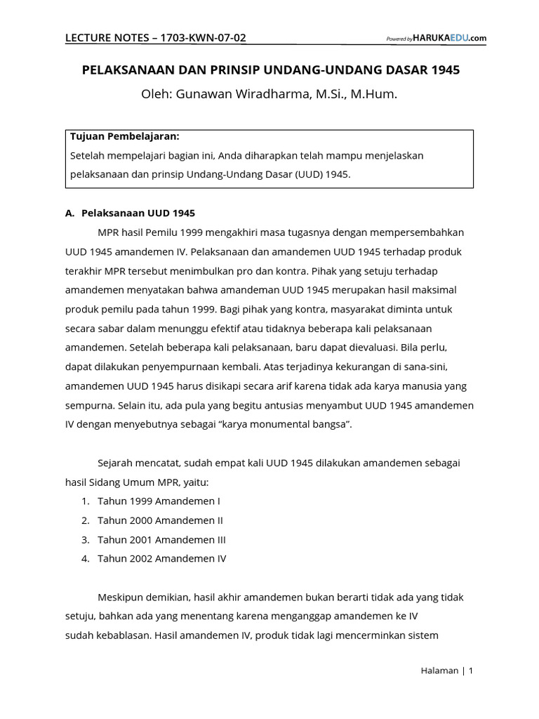 Prinsip dan Pelaksanaan UUD 1945 | PDF | Ilmu Sosial | Sejarah