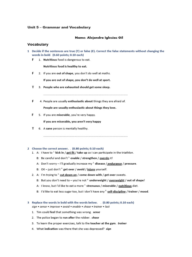 1º BACH. - Unit 5 (1) Gramática Alejandro | PDF | Language Arts & Discipline