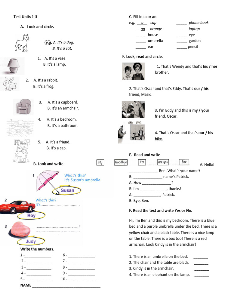 Welcome 1 Test Units 1-3 | PDF | Manufactured Goods | Consumer Goods