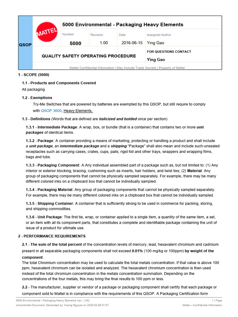 Released Procedures ReleasedProcedures 5000 | PDF | Chromium | Cadmium