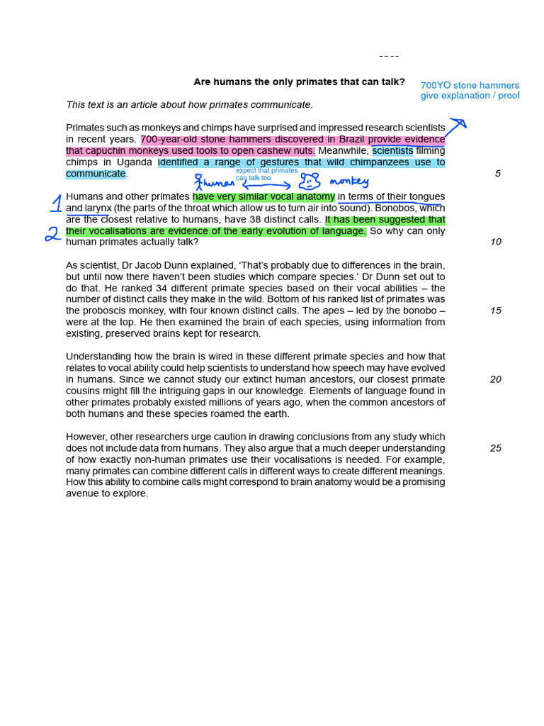 Reading - Passage | PDF | Chimpanzee | Human