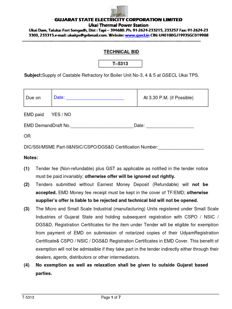 Gsecl Tenders 2nd | PDF | Refractory | Business