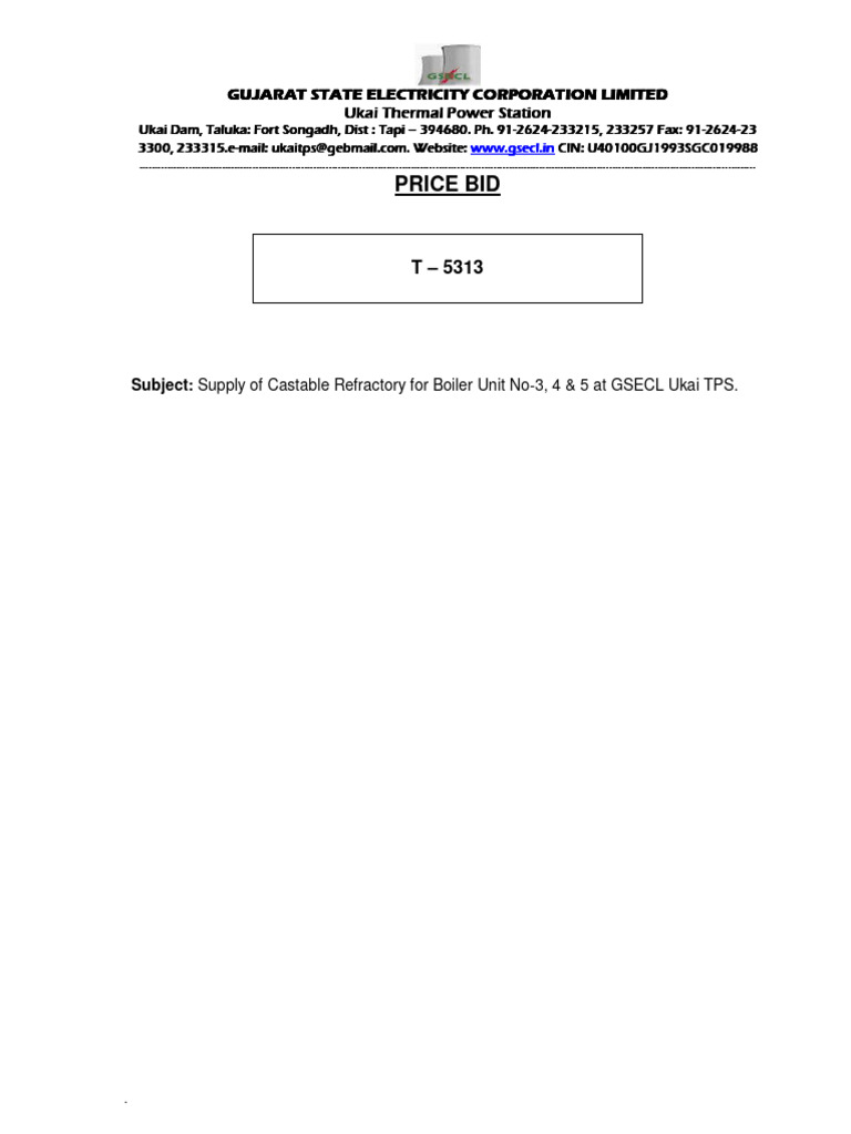 Gsecl Tenders 3rd | PDF | Refractory | Government Finances