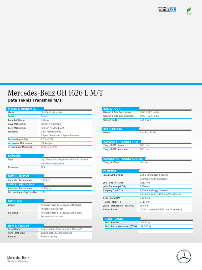 Ukuran Sasis Bus Mercedes | PDF