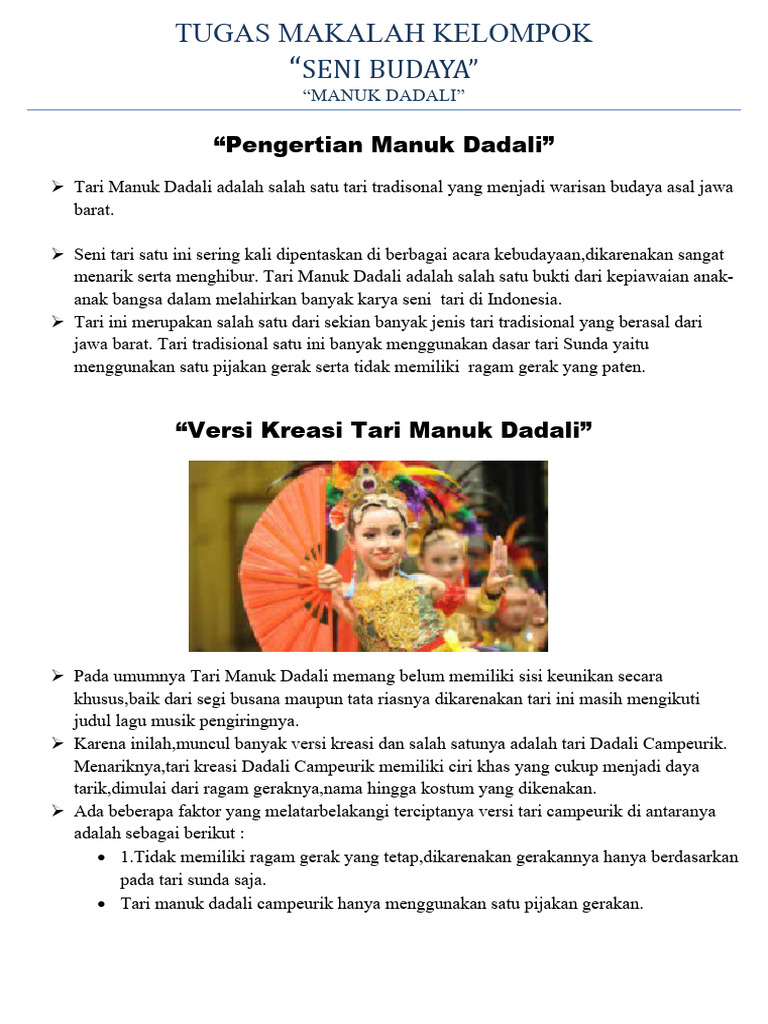 Tari Manuk Dadali: Sejarah dan Gerakan | PDF