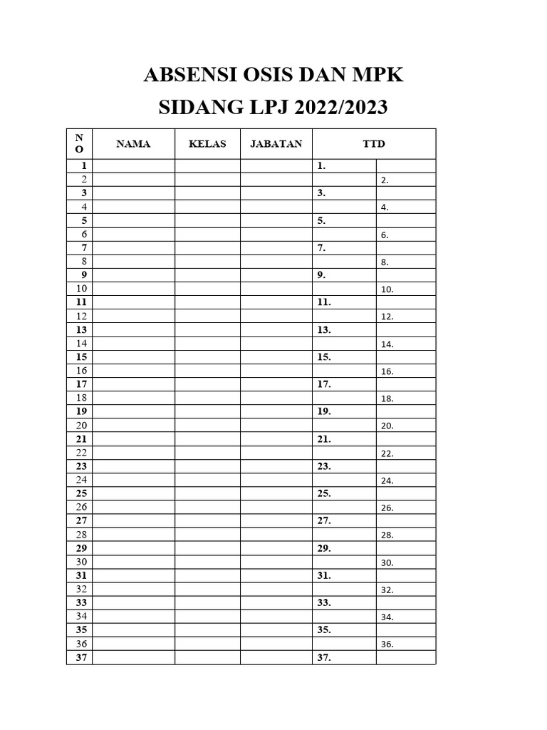 Absensi Osis Dan MPK LPJ | PDF