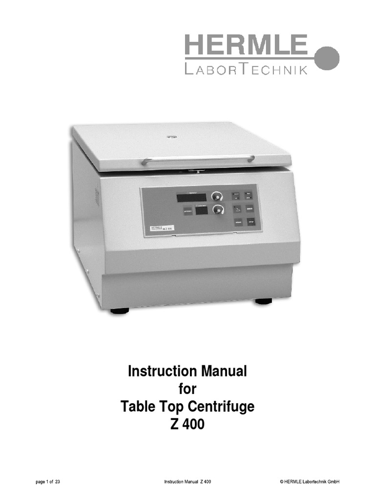 Hermle Z400 Instruction | PDF | Manufactured Goods | Equipment