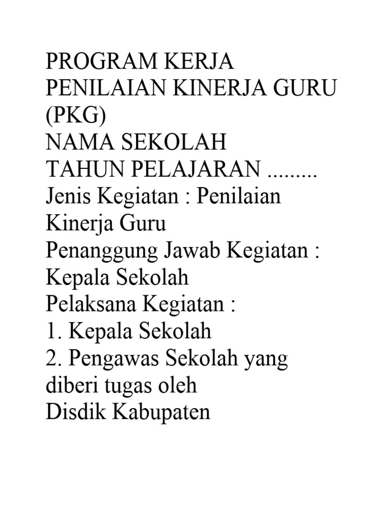 Program Kerja PKG | PDF