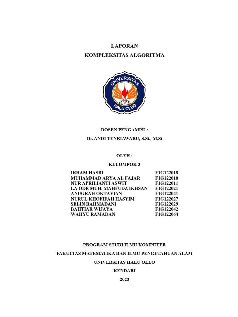 Kelompok 3 - Laporan Kompleksitas Algoritma - Bubble Sort | PDF