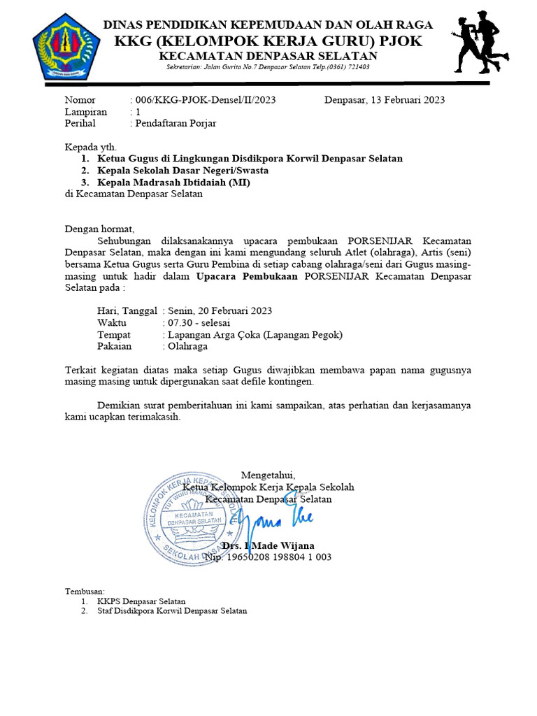 Surat Undangan Gugus | PDF