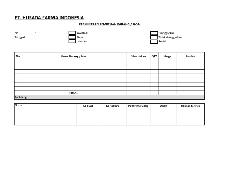 Form Permintaan Pembelian Barang Dan Jasa | PDF