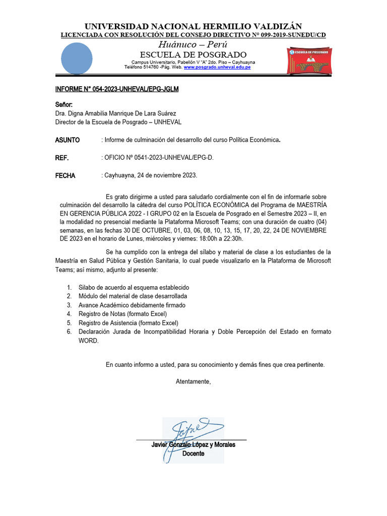 Informe Descriptivo y Avance Académico 2023 | PDF