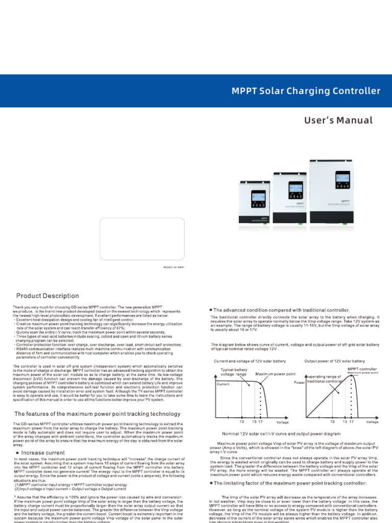 MPPT Solar Charge Controller Manual | PDF | Electromagnetism ...