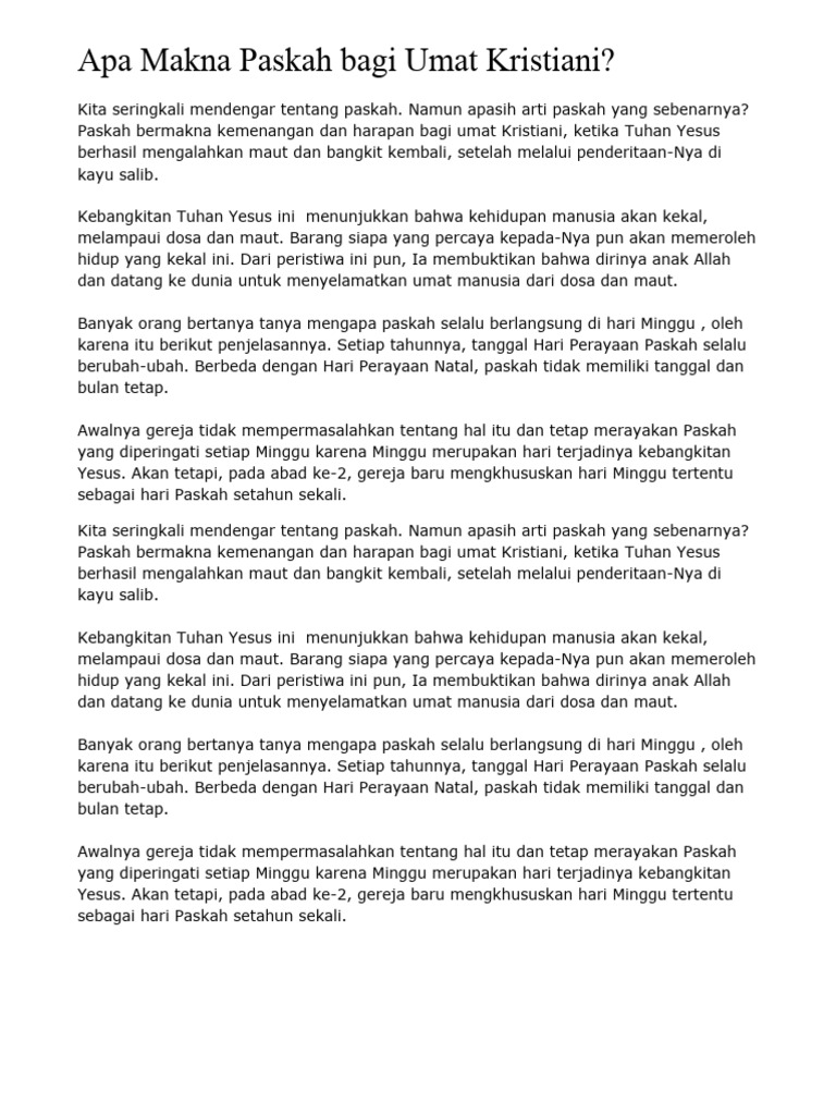 Makna Paskah bagi Umat Kristiani | PDF | Agama & Spiritualitas