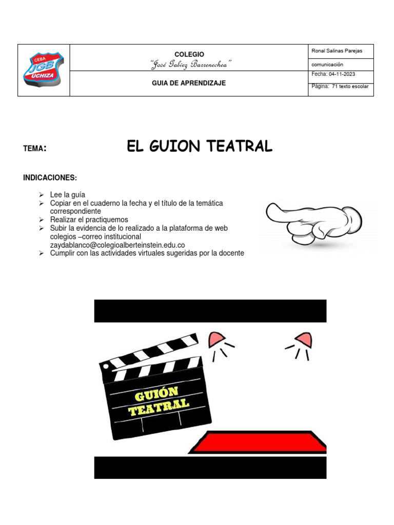Partes Y Estructura Del Guion Teatral Pdf Teatro Trama Narrativa