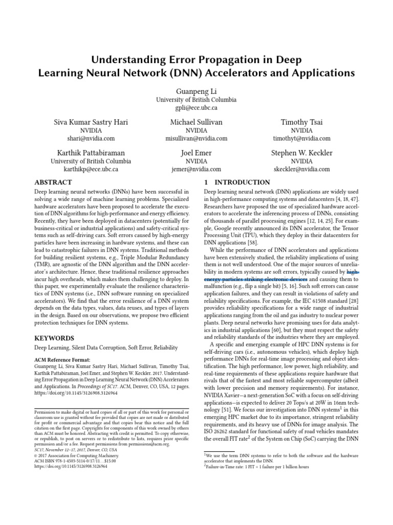 Understanding Error Propagation in Deep Learning Neural Network (DNN) Accelerators and ...