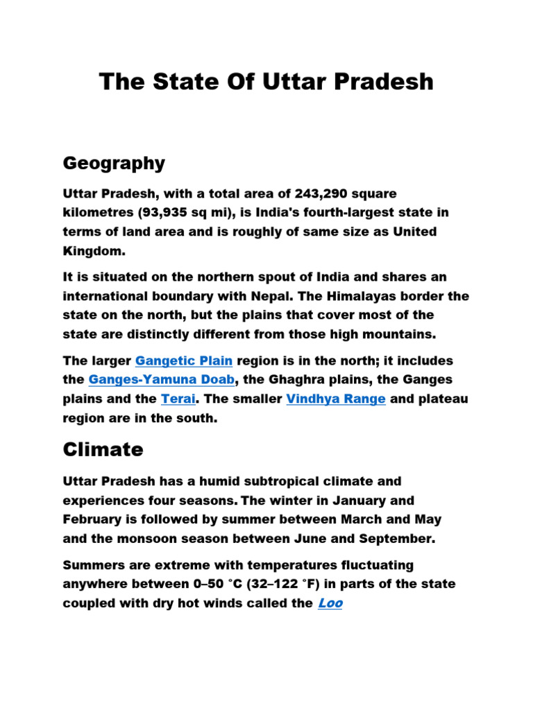 The State of Uttar Pradesh: Geography | PDF | Indian Religions