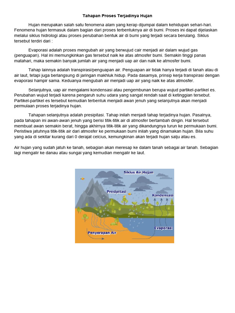 Teks 3 Tahapan Proses Terjadinya Hujan | PDF