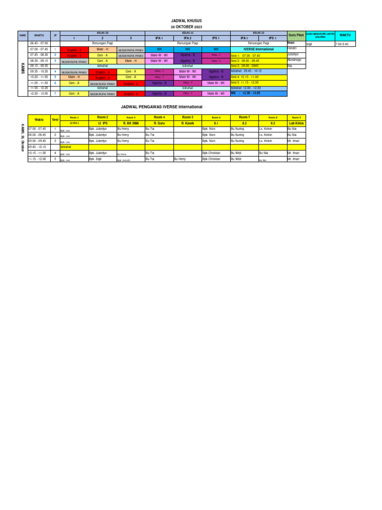 Jadwal IVERSE, 26 Okt | PDF