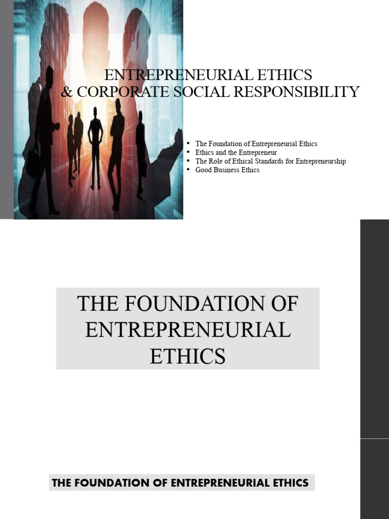 Entrepreneurial Ethics Corporate Social Responsibility | PDF ...