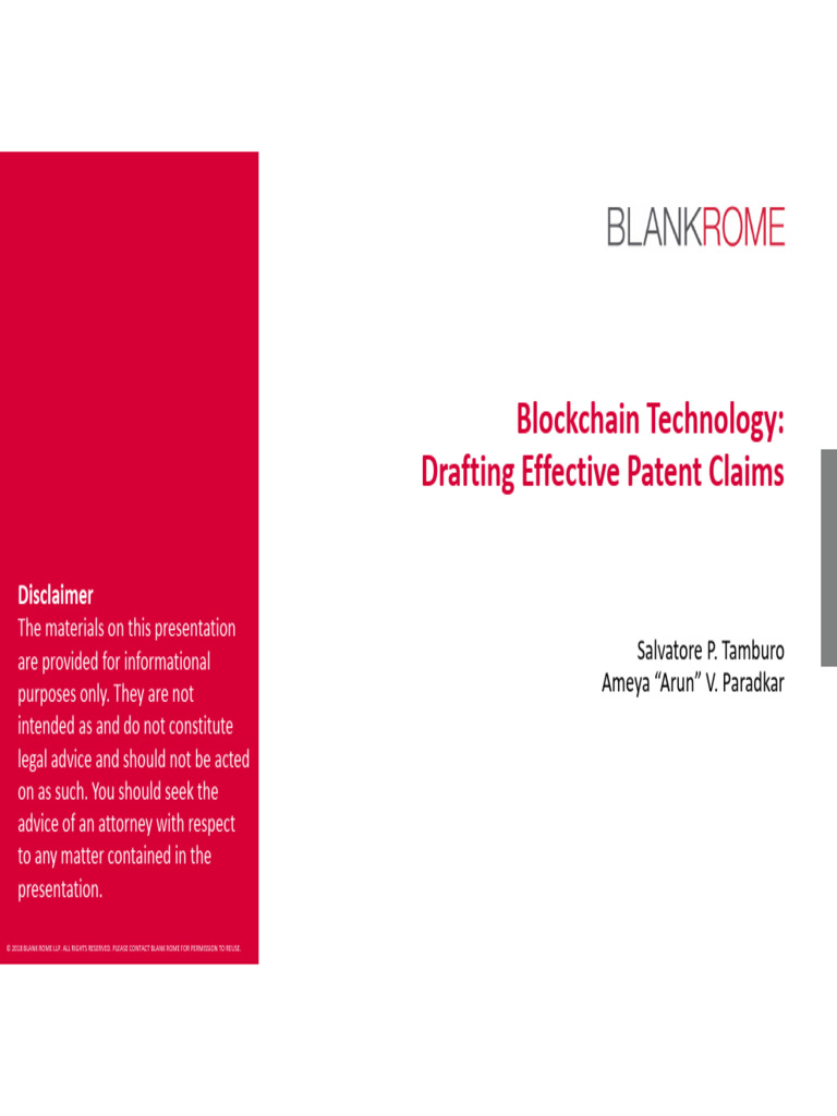 Blockchain Technology and Patents Presentation | PDF | Computing | Information Technology
