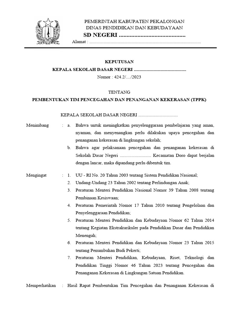 Contoh SK TPPK | PDF