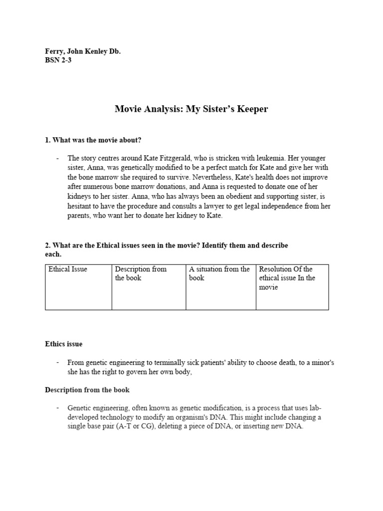 My Sister's Keeper | PDF