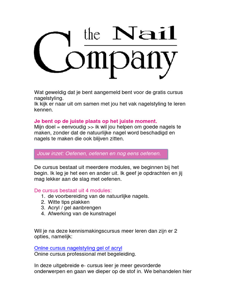 Gratis Cursus The Nail Company | PDF