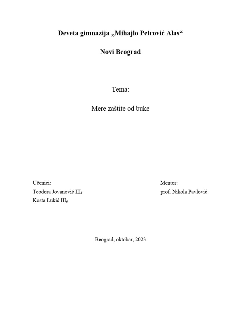 Mere Zastite Od Buke | PDF