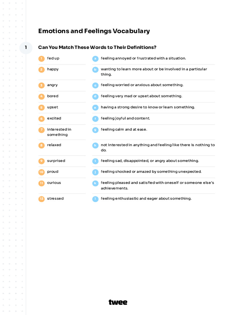 Emotions Vocabulary Quiz | PDF