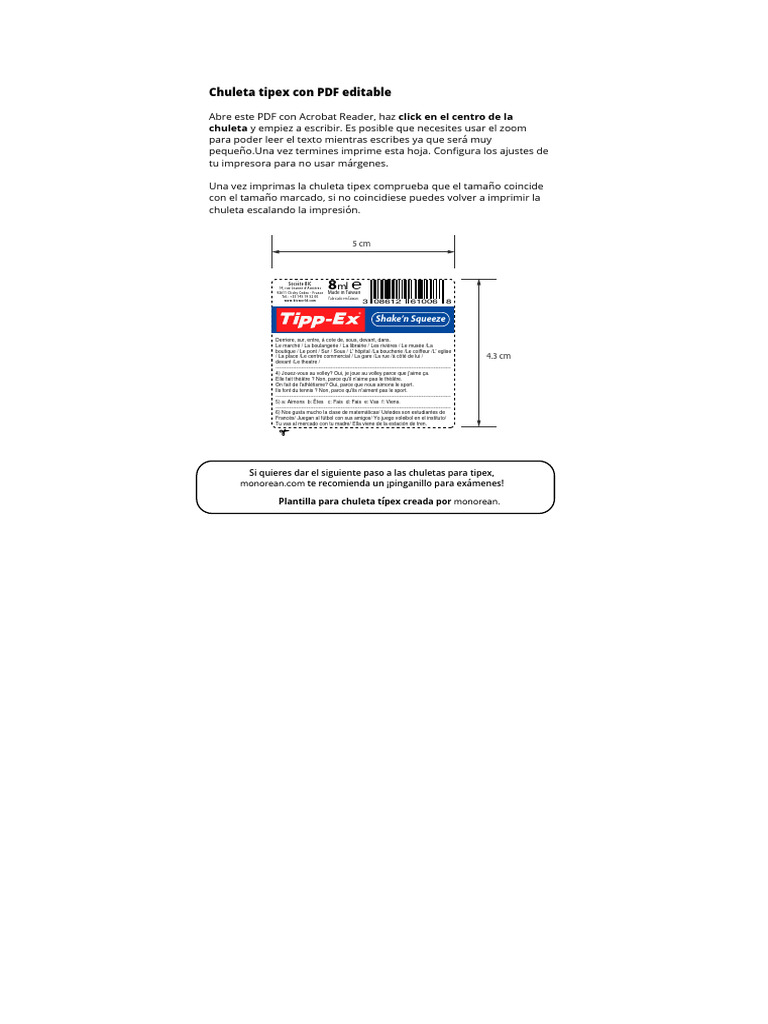 Plantilla Tipex | PDF