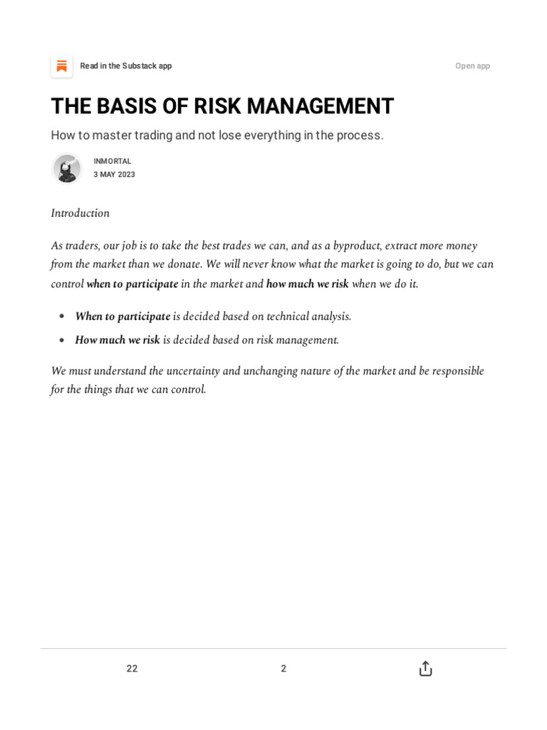 The Risk Management | PDF | Risk | Order (Exchange)