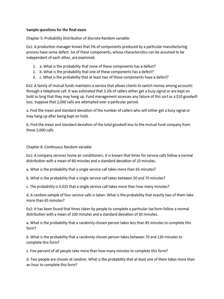 Example For Final Exam Pdf Errors And Residuals Dependent And Independent Variables 