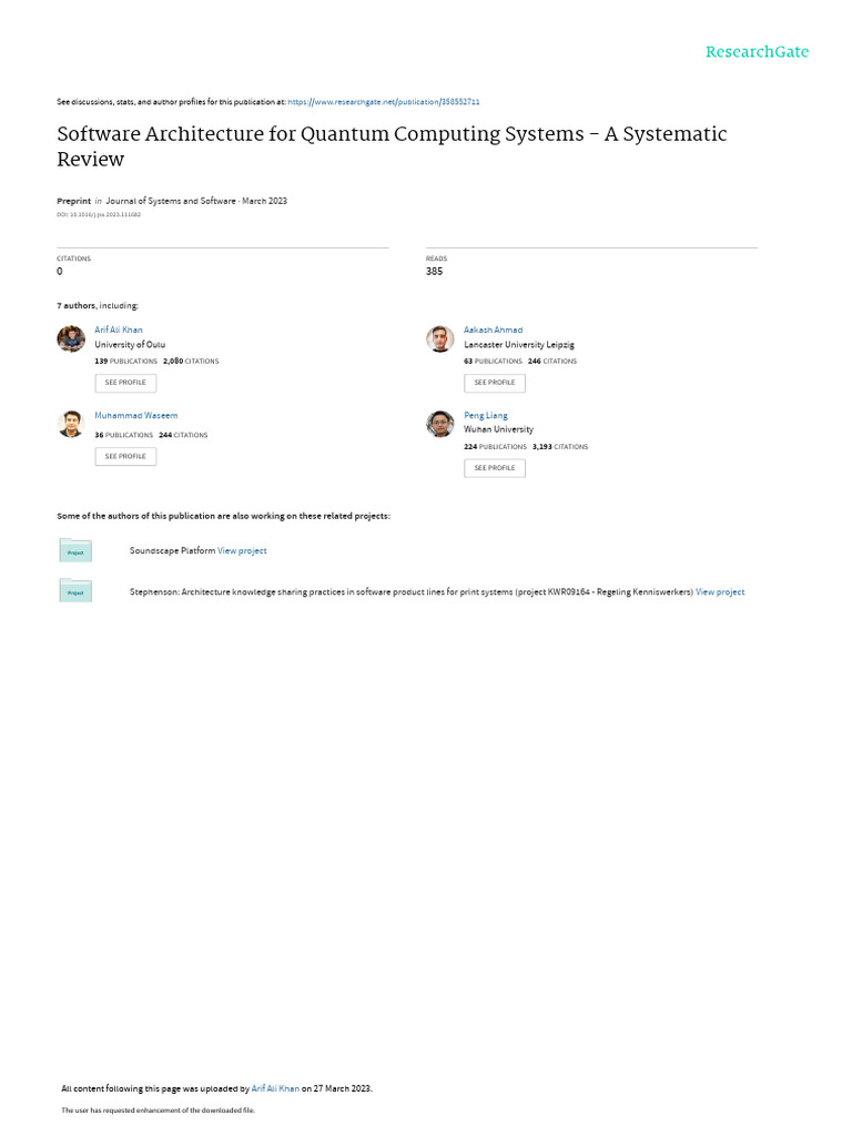 Quantum Computing Software Architecture Review | PDF | Quantum Computing | Computing