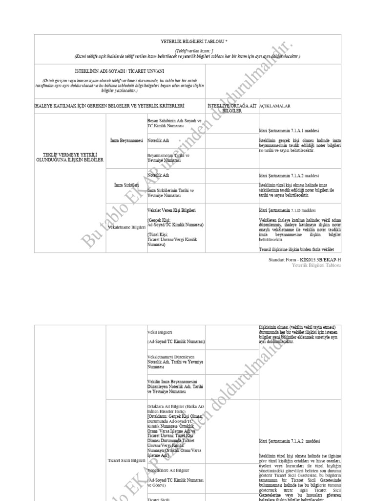 Standart Formlar | PDF