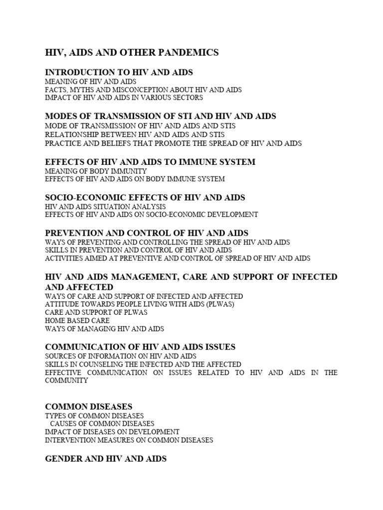 HIV Other Pandemics Notes | PDF | Sexually Transmitted Infection | Hiv/Aids