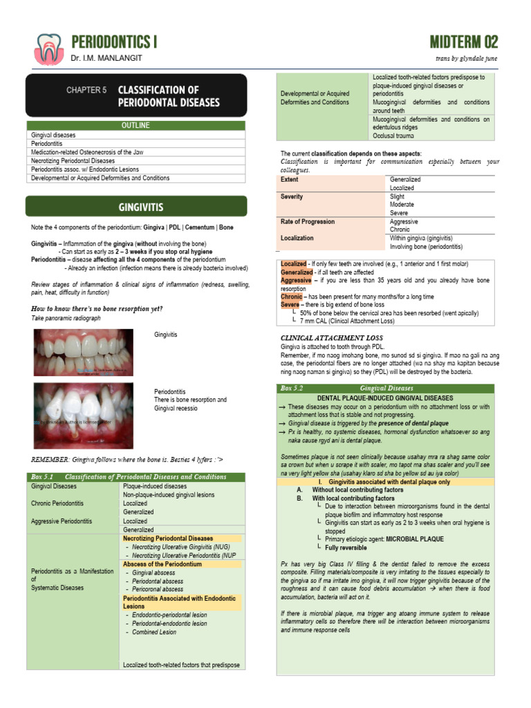 Perio - Classification of Periodontal Diseases | PDF | Periodontology ...