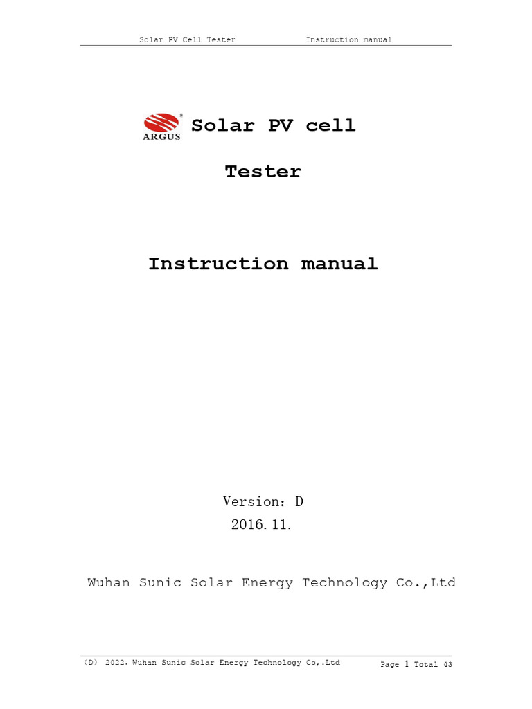 Solar PV Cell Tester SCT a Manual | PDF | Photovoltaics | Capacitor