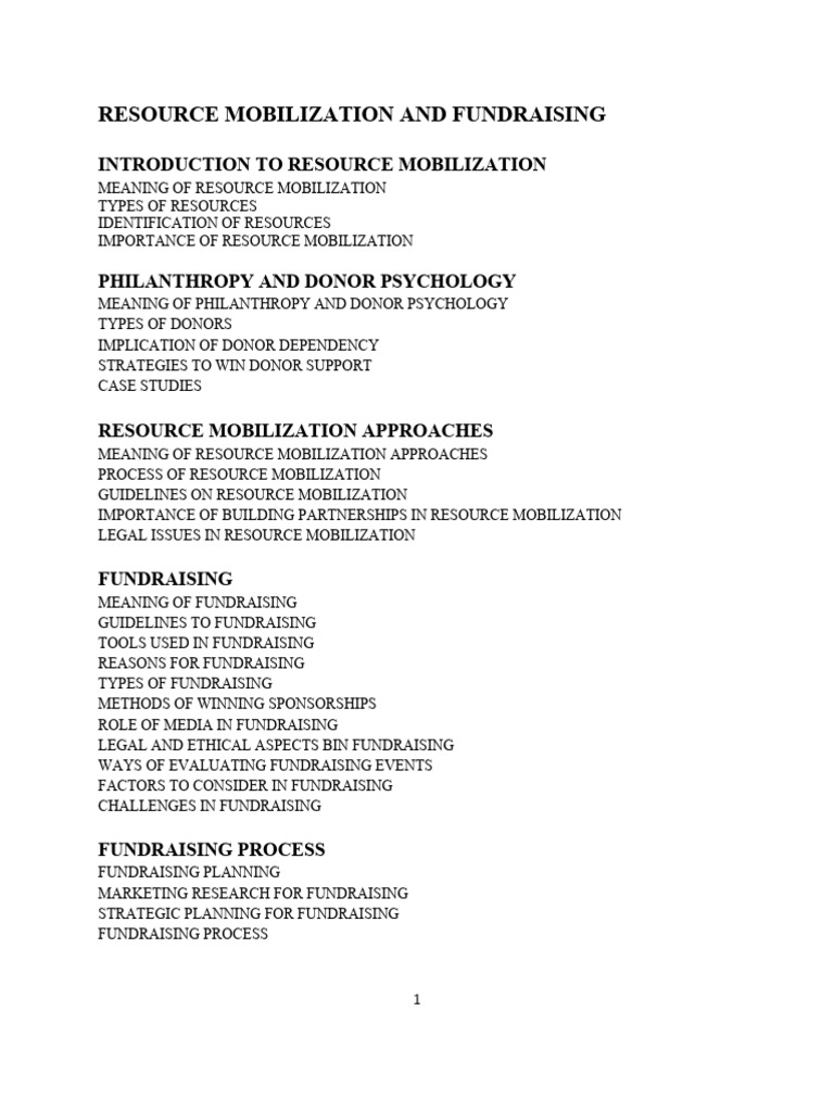 Resource Mobilization and Fundraising Mod 2-1 | PDF | Fundraising ...