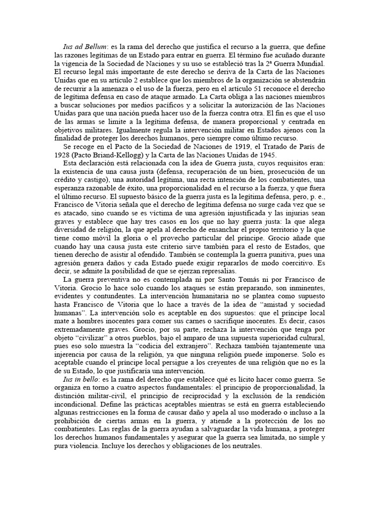 Ius ad Bellum e Ius in Bello: Fundamentos | PDF | Ley humanitaria ...