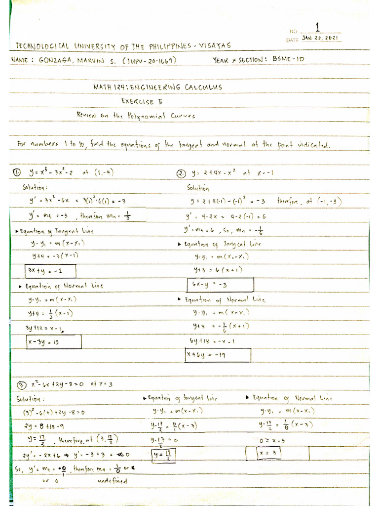 Review of Polynomial Curves | PDF