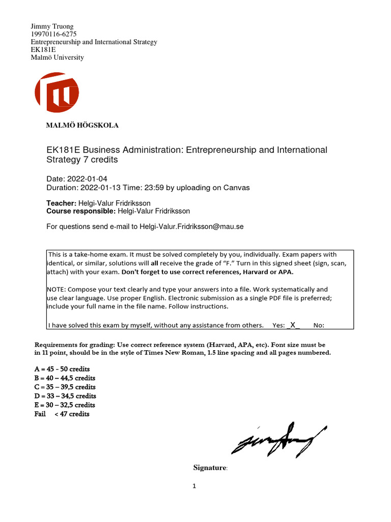Jimmy Truong Take Home Exam EK181E 2 | PDF