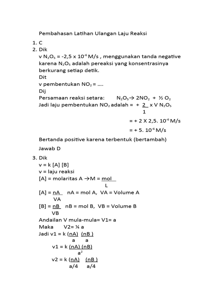 Latihan Ulangan Laju Reaksi | PDF