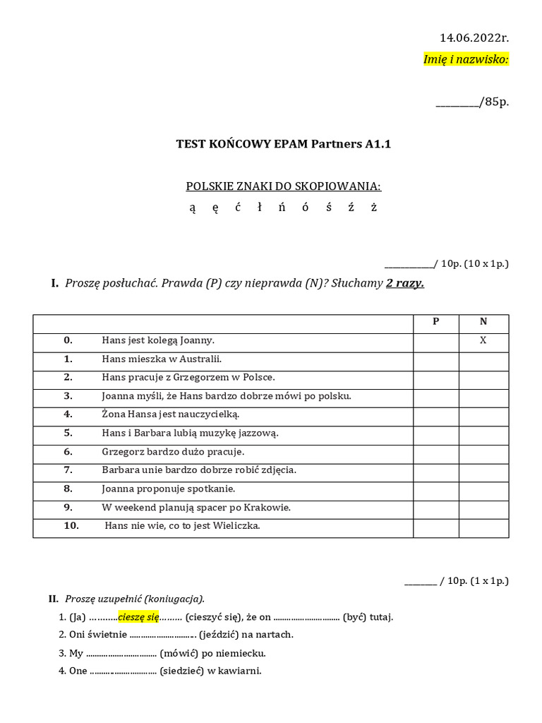 TEST EPAM Partners A1.1 | PDF