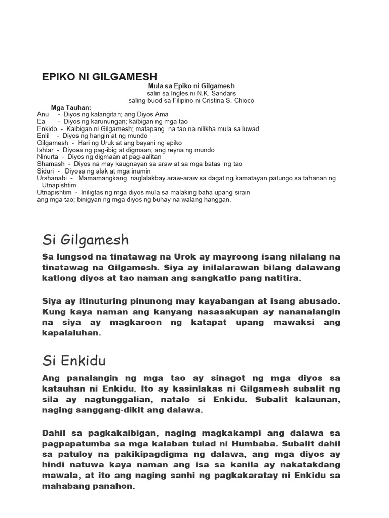 Epiko Ni Gilgamesh g10 | PDF
