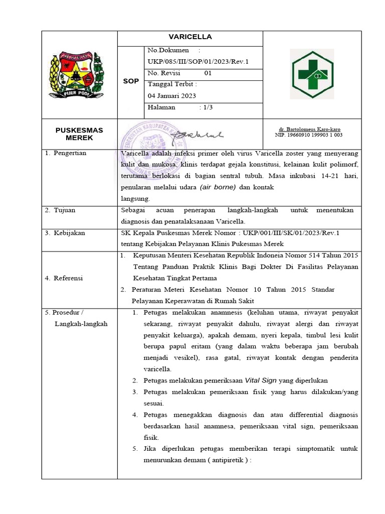 Sop Varicella | PDF | Sains & Matematika