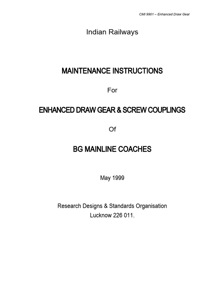 Maintenance of Enhanced Drawgear - CMI9901 | PDF | Screw | Gear