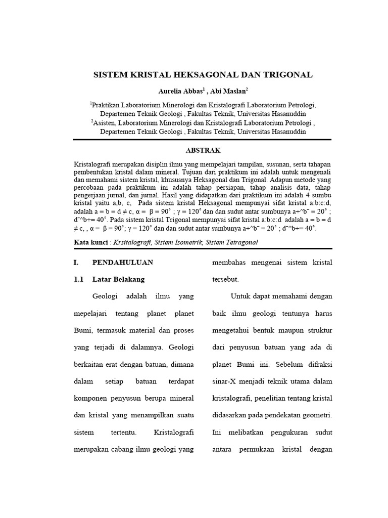 Sistem Kristal Heksagonal dan Trigonal | PDF | Sains & Matematika