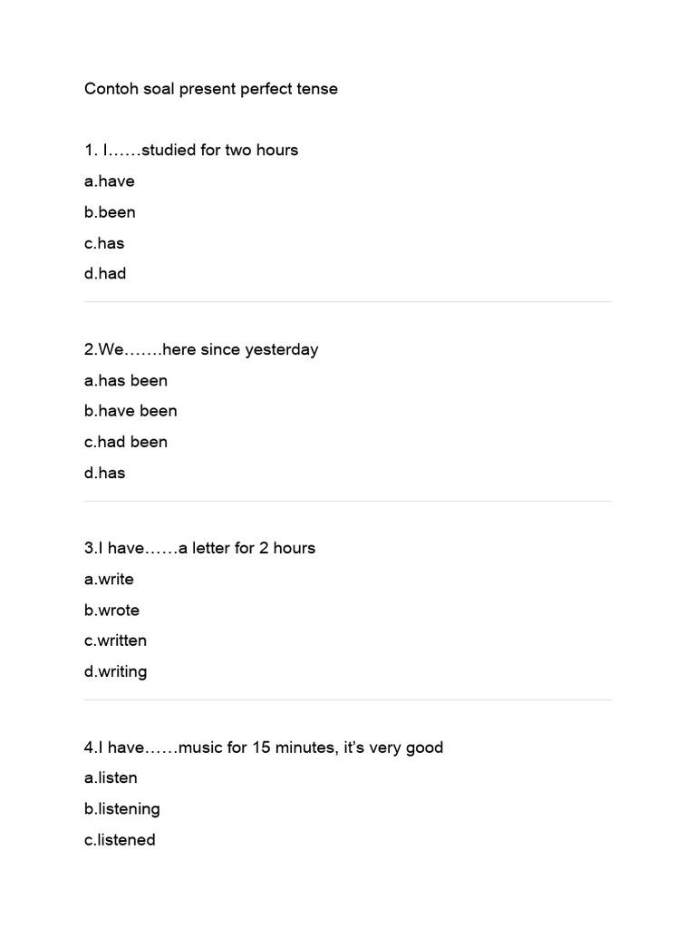 Contoh soal present perfect tense | PDF